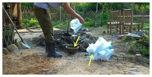 Clean up the yard by yourself, fill plastic bags with cement, and cover ...