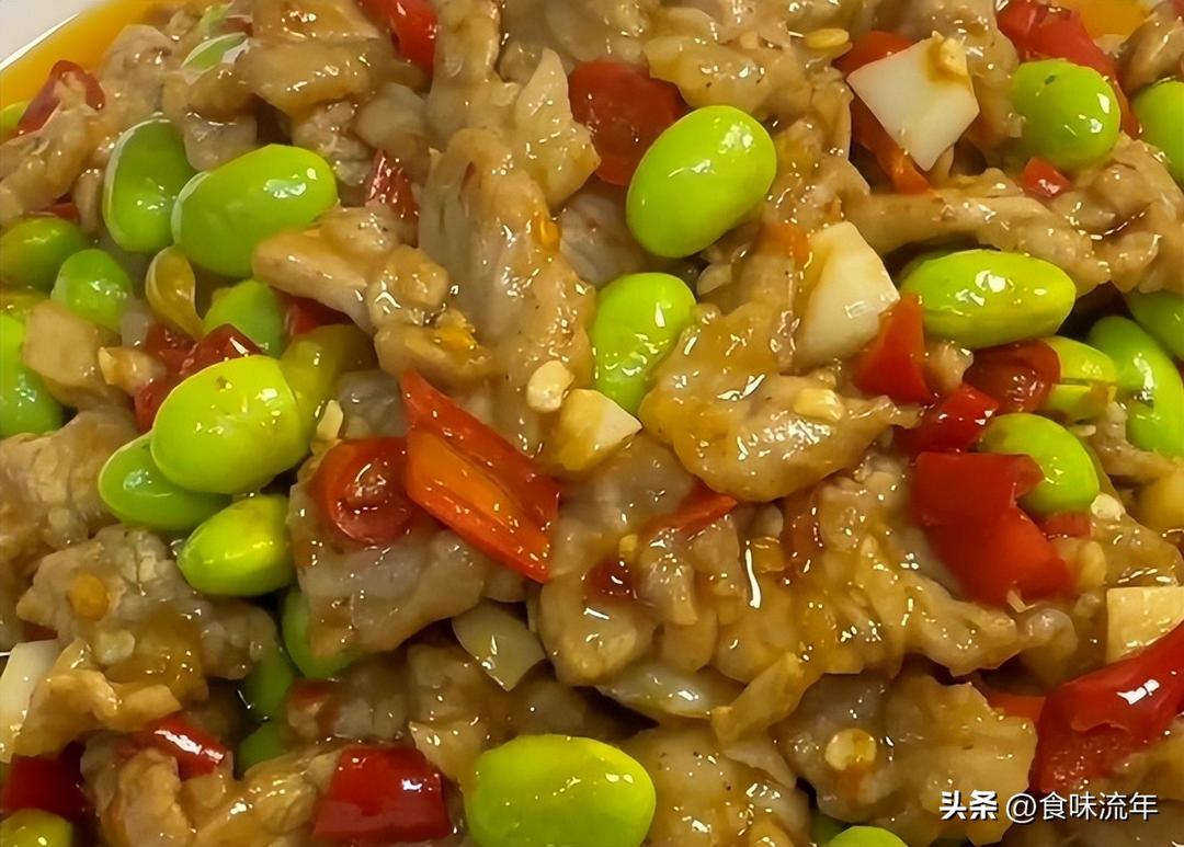 Share a plate of edamame beef cubes and eat it with rice. It is both ...