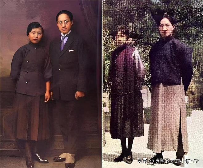 Photos of Zhang Youyi and Xu Zhimo when they were married. Although ...