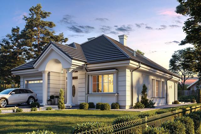 The design drawings of a one-story villa make the residence simple and ...