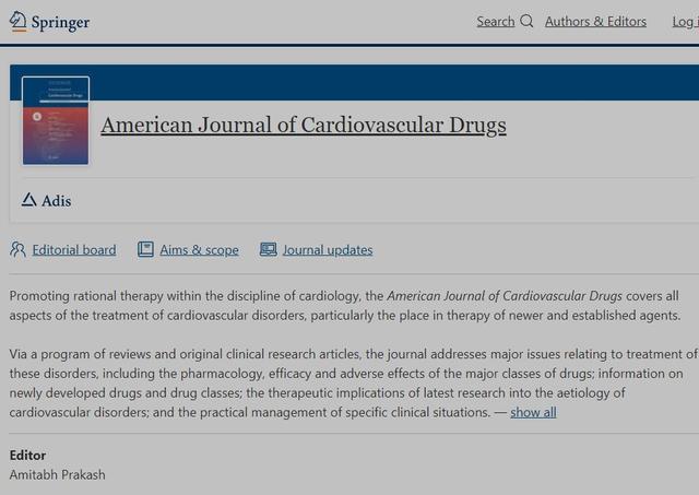 American Journal of Cardiovascular Drugs Impact Factor - iNEWS