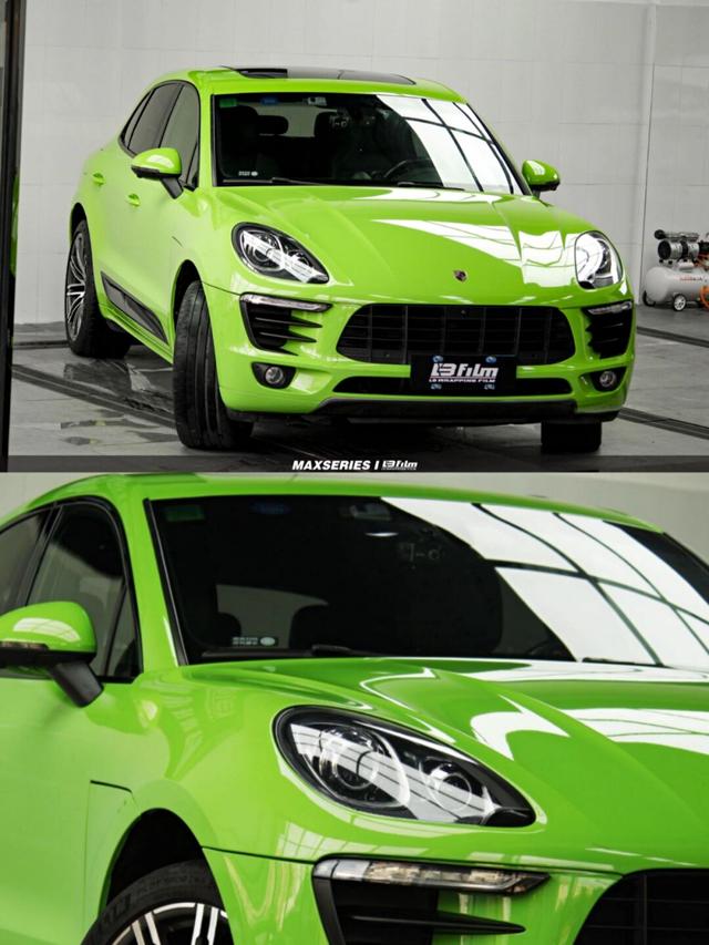 Porsche LB color change film lizard green, this color is simply too ...