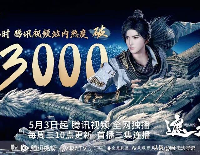 The popularity of the first broadcast of Zhetian anime broke through ...