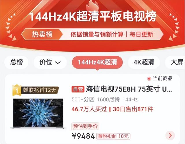 All-channel 144Hz ultra-high brush!Hisense TV E8H game experience is excellent, users: love love ...