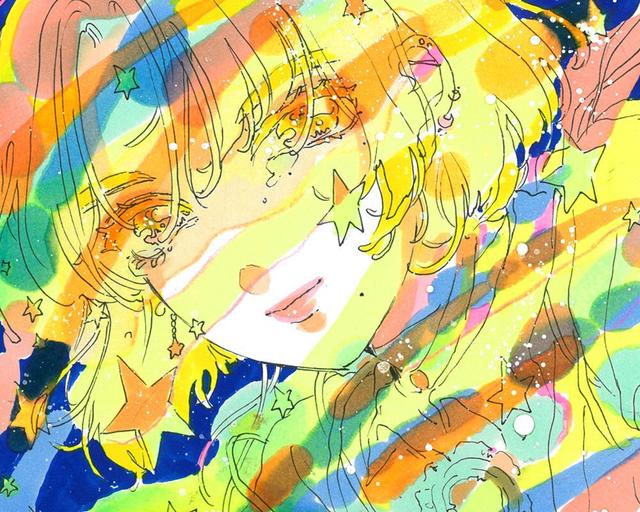 Dreamy and beautiful candy-colored girl illustration, the color flows ...