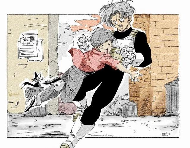I reproduced Trunks' future time and space with 8 pictures, and Akira ...