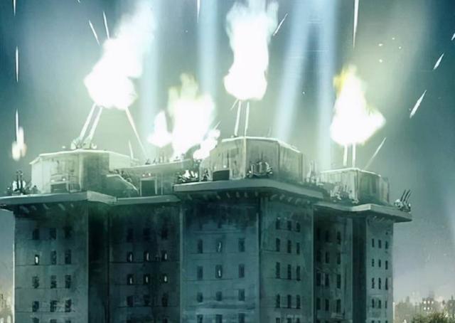 The German reinforced concrete air defense tower, bombing planes and ...