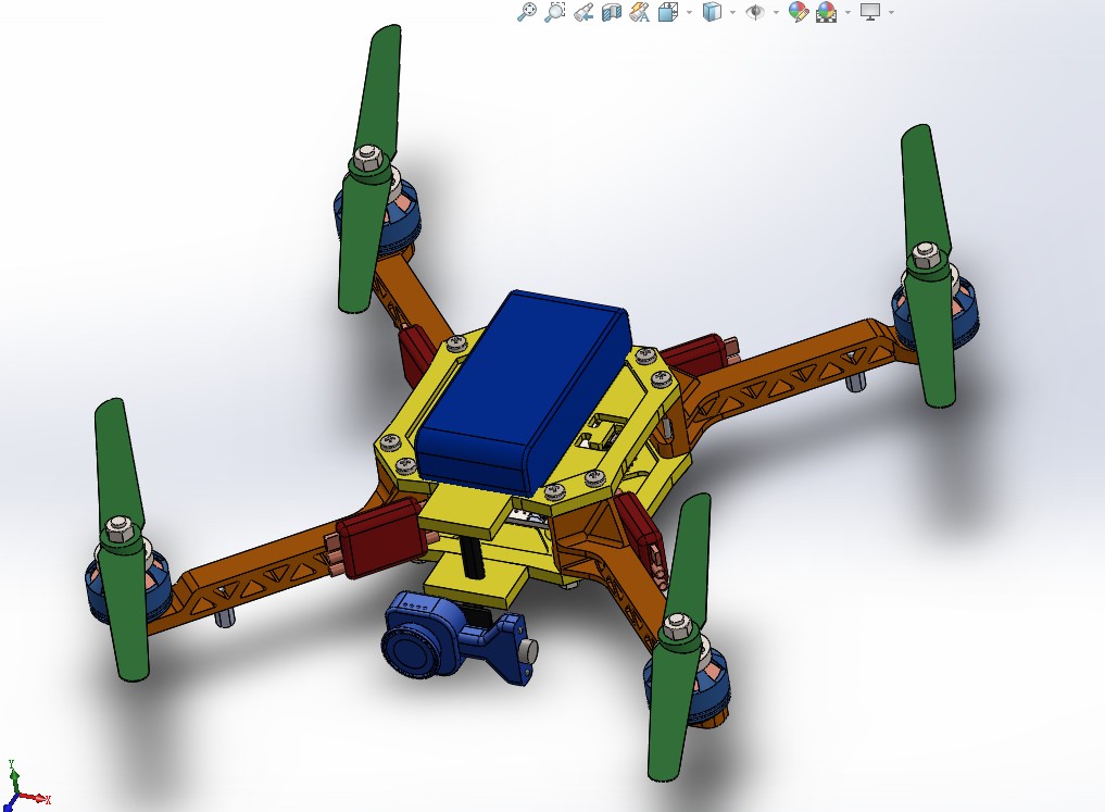 Quadcopter四旋翼无人机模型3d图纸 Solidworks设计 Keryi