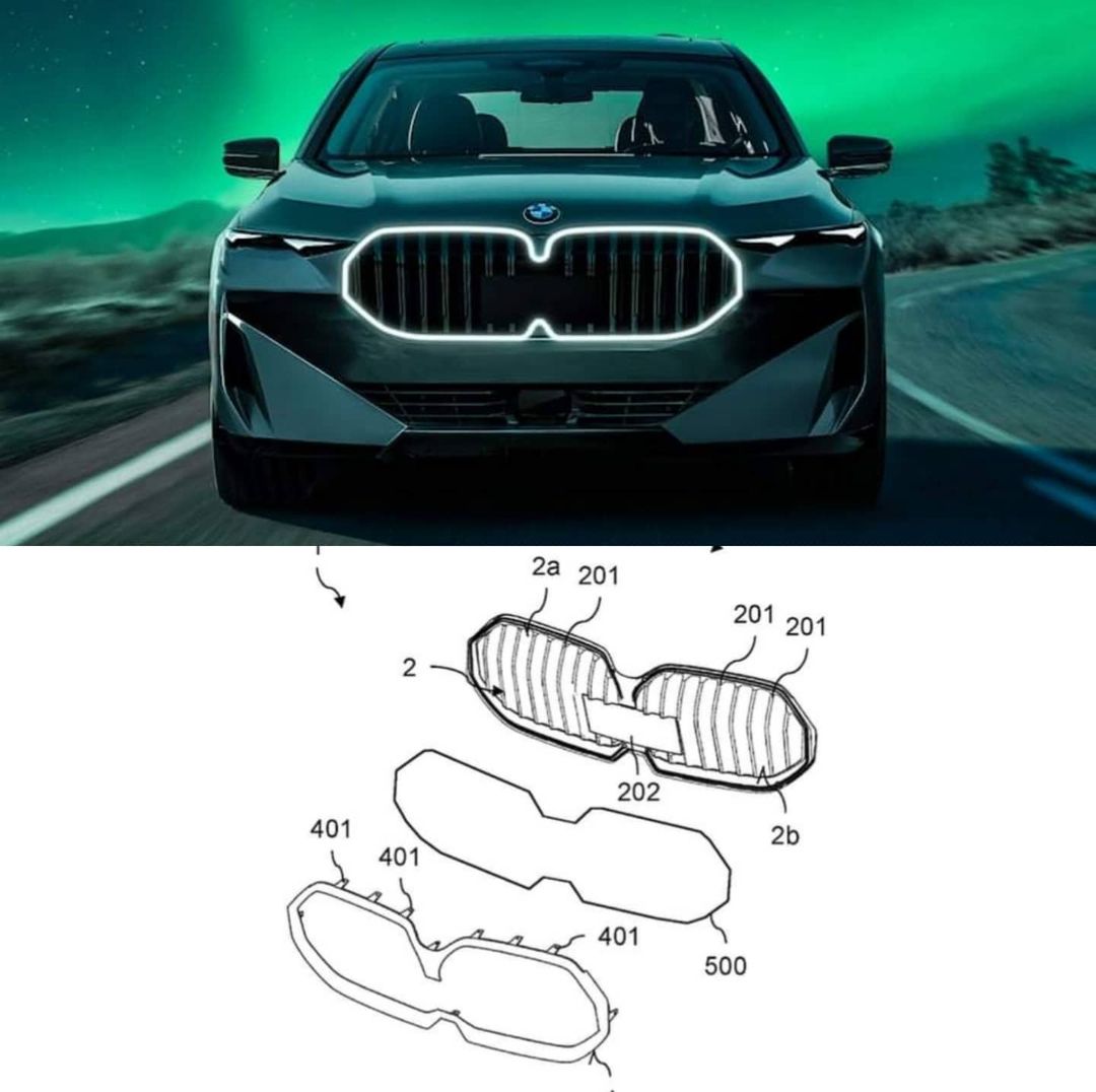 The patent drawing of the new BMW 7 Series front air intake grille is ...