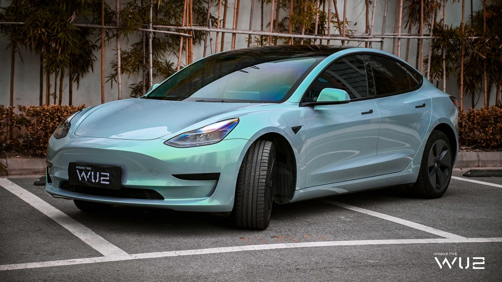Tesla model 3 color change fantasy turquoise green - iNEWS