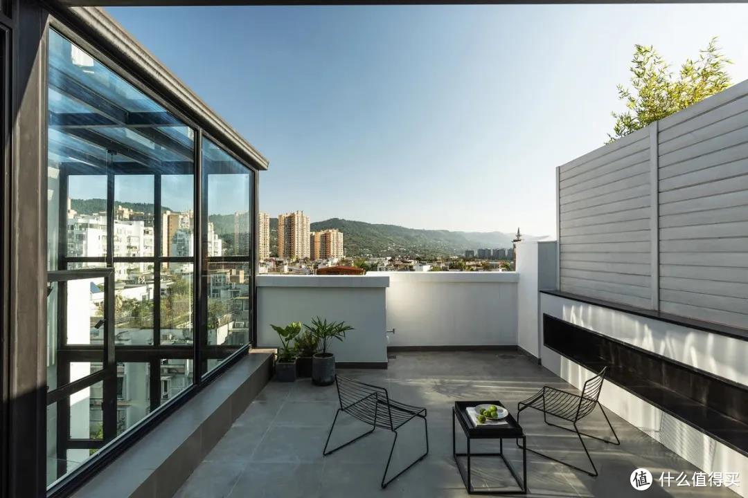 The top-floor terrace and loft are designed in this way to satisfy all ...