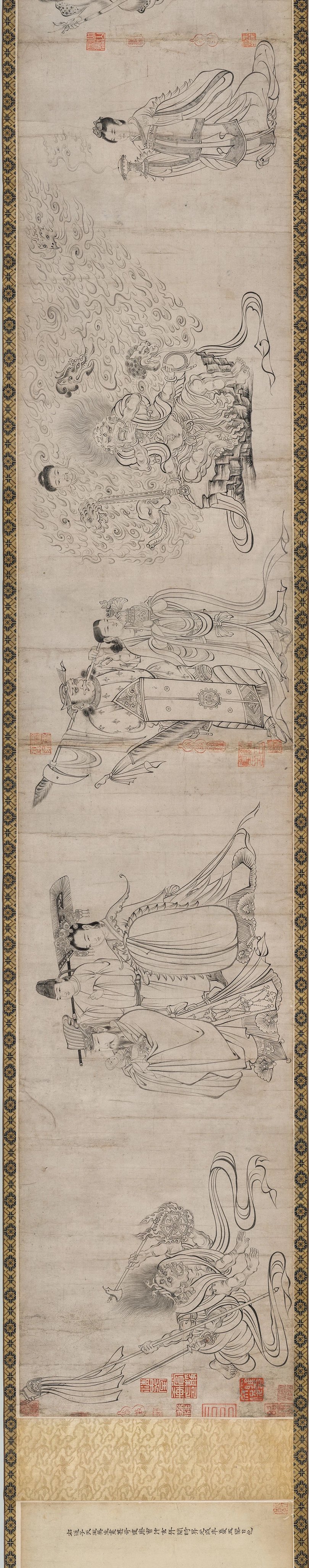 Wu Daozi's iron line drawing to send the child to the heavenly king ...