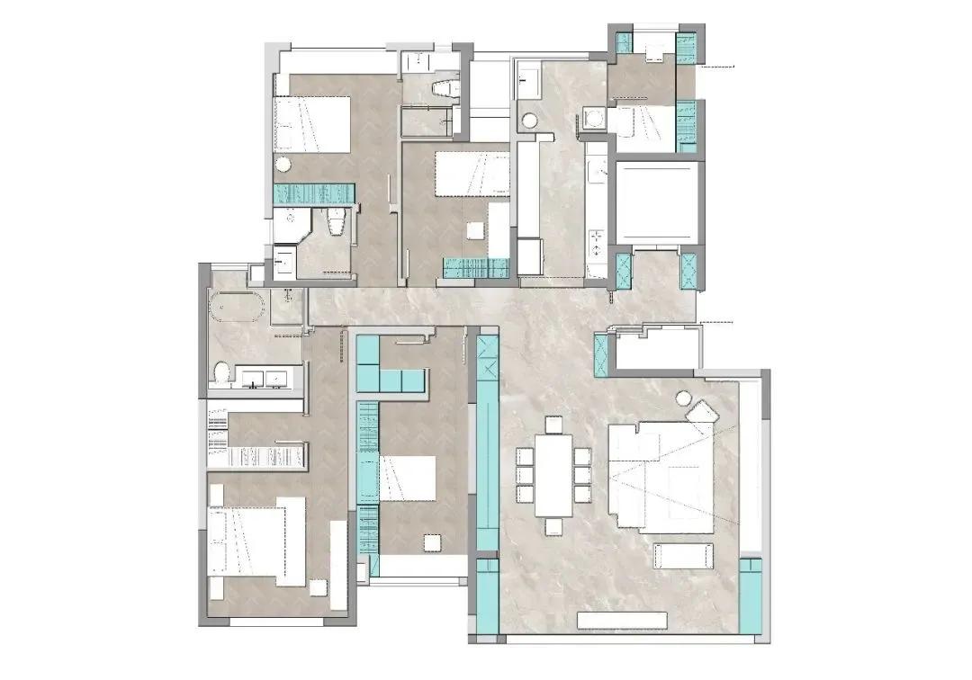 200 square meters large flat floor decoration, the effect is exquisite ...