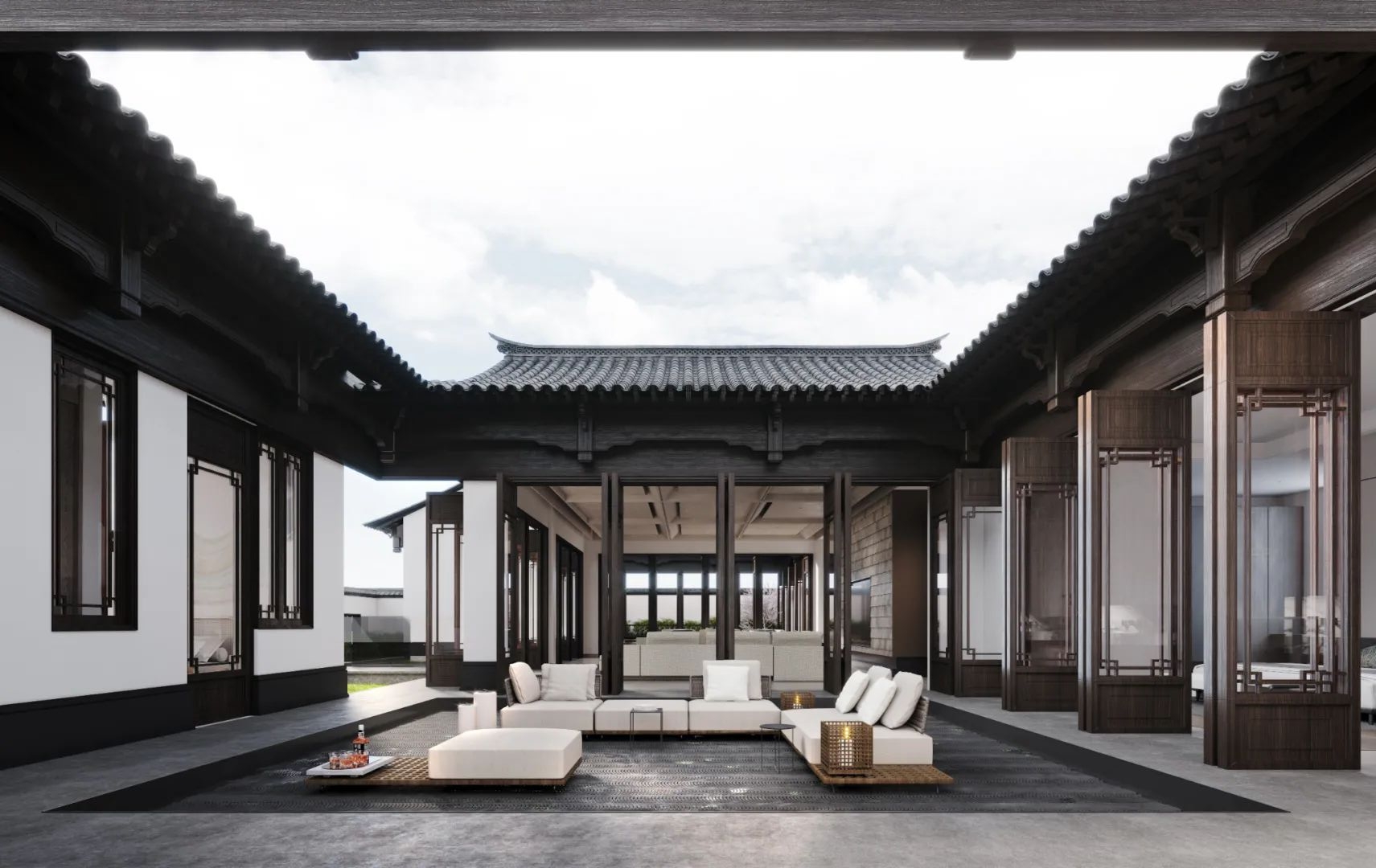 Modern new Chinese-style luxury villas are exposed, and traditional ...
