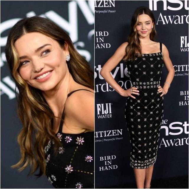 Supermodel Miranda Kerr wears a retro little black dress, quite like a ...