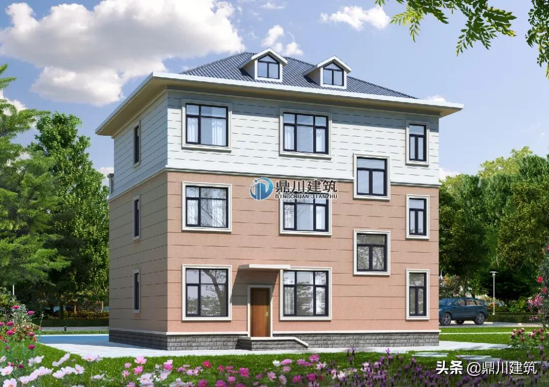 12.3x12.4m three-storey villa, with powerful left-right symmetry and ...