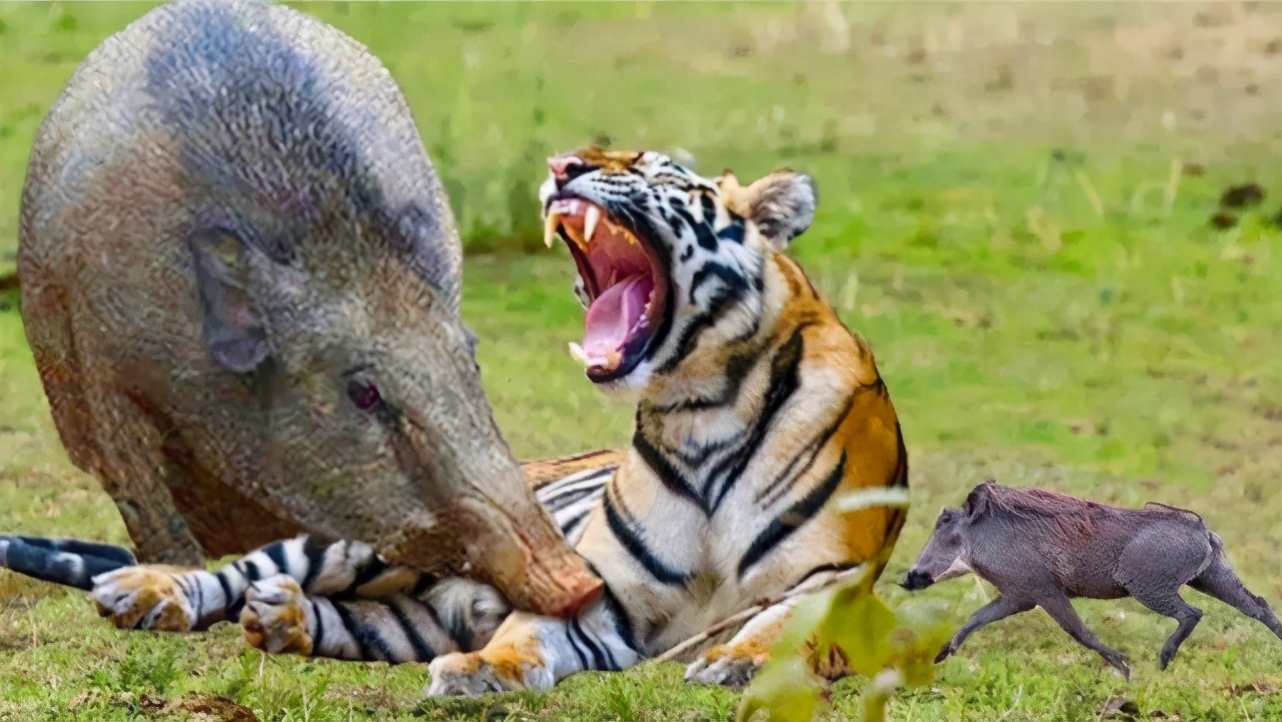 The tiger ambushes the giant wild boar, and the battle of life and ...