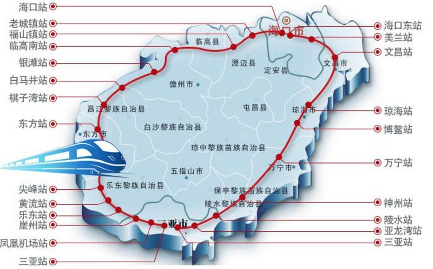 The high-speed rail around the island in Hainan has a total distance of ...