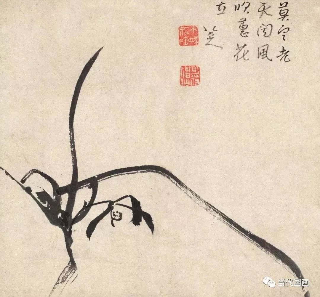 Bada Shanren flower and bird painting, a flower and a bird are all ...