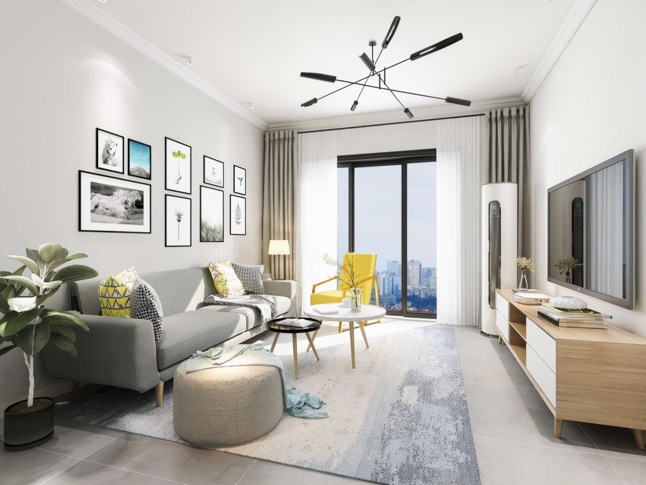 105 square meters Nordic style three-bedroom apartment, each area is ...