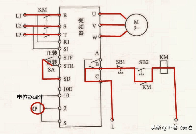 The external switch of the inverter controls the forward and reverse ...