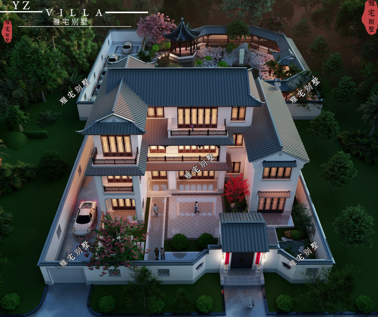 35x58 meters, three-story Chinese villa in Jingzhou, Hubei, with ...