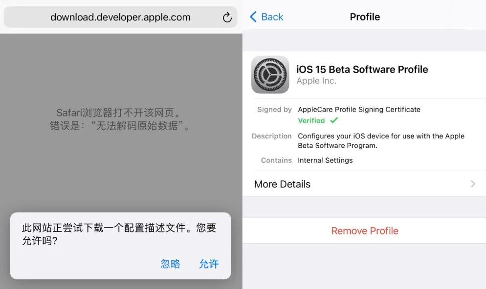 iOS 15.0 beta description file leaked?Can't install at this time - iNEWS