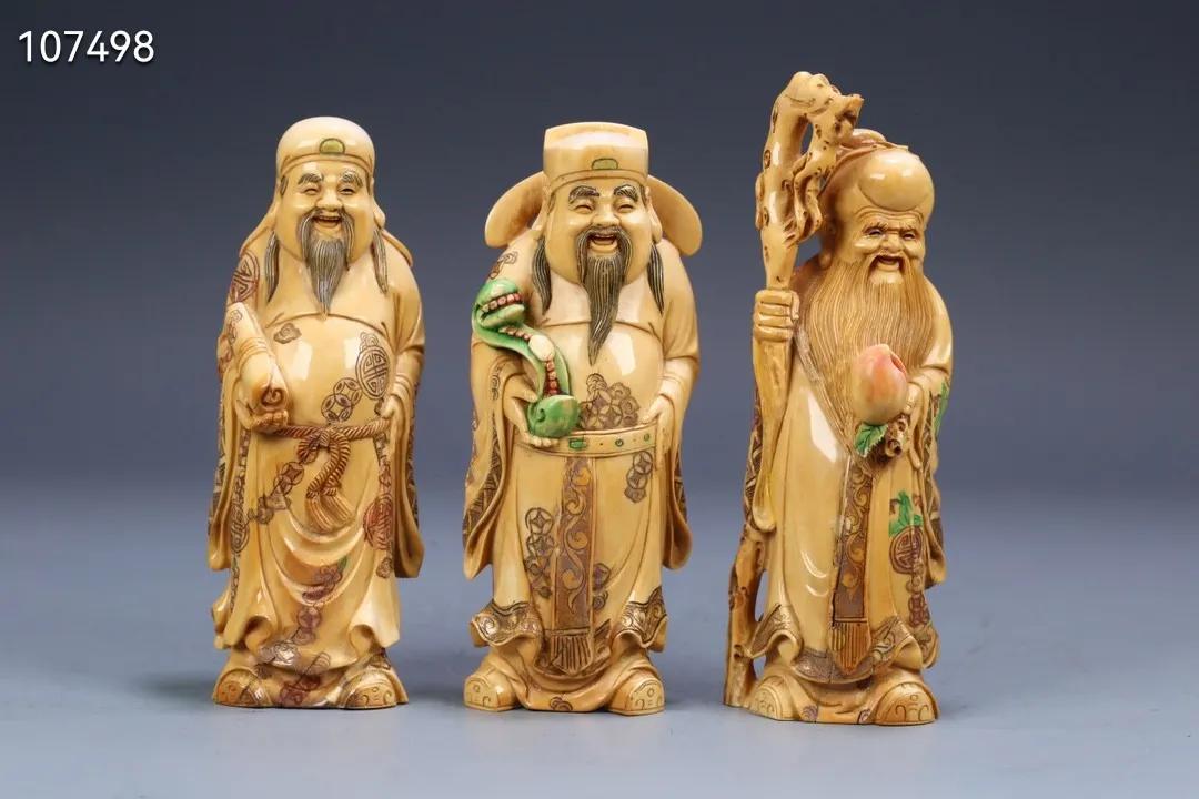 Old tooth painted Fu Lu Shou three-star ornaments - iNEWS