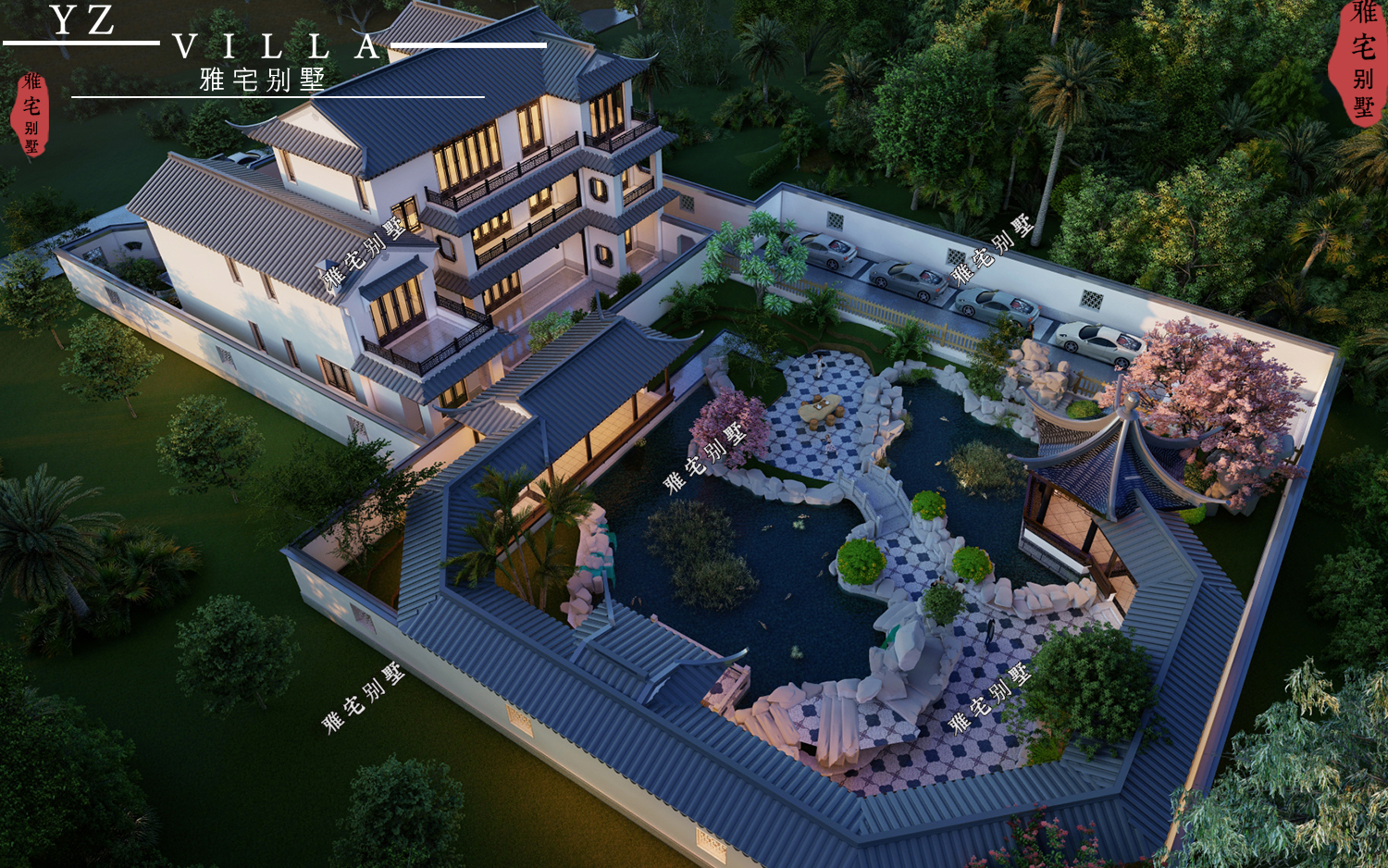 35x58 meters, three-story Chinese villa in Jingzhou, Hubei, with ...