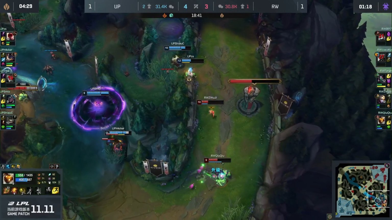 LPL常規賽：Zs三局Carry比賽，UP 2-1 贏下RW，取得首勝 - 頭條匯