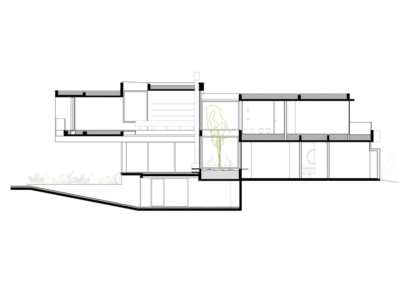 Villa design: an L-shaped mansion of 450 square meters, a large mansion ...