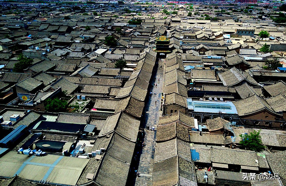 Aerial bird's eye view of the ancient city of Pingyao - iMedia