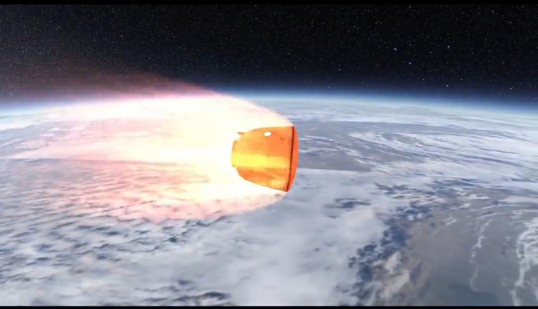 The white return capsule was burnt to charcoal black by the atmosphere ...