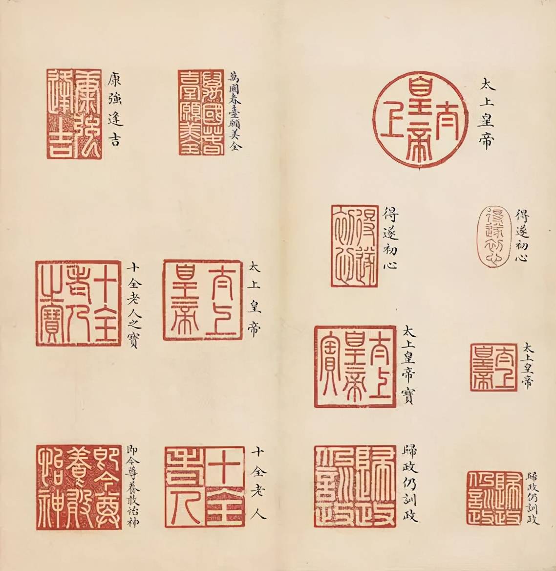 The complete collection of Qianlong seals, showing the style of the ...
