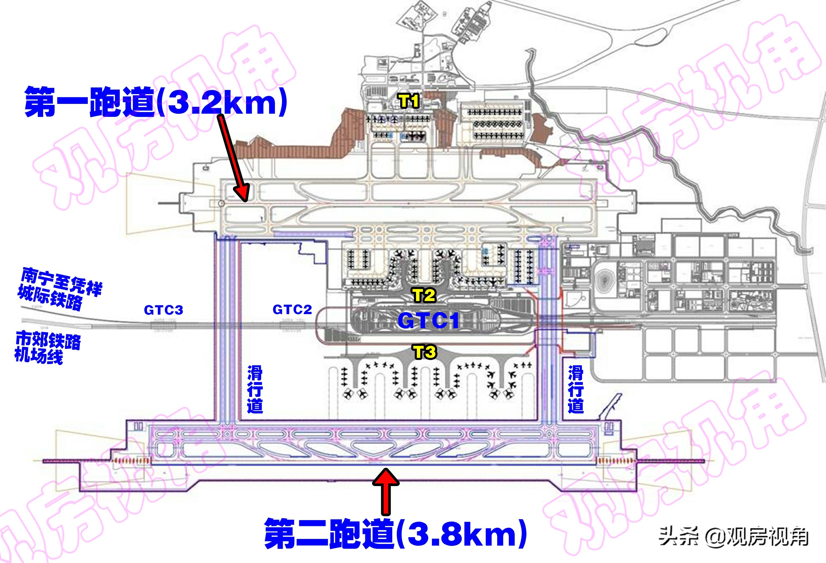 The second runway, T3, the road around the airport... Nanning Wuxu ...