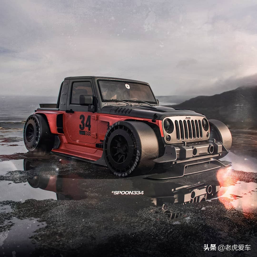 Overbearing off-road SUV, Jeep Wrangler, pickup-style modification ...