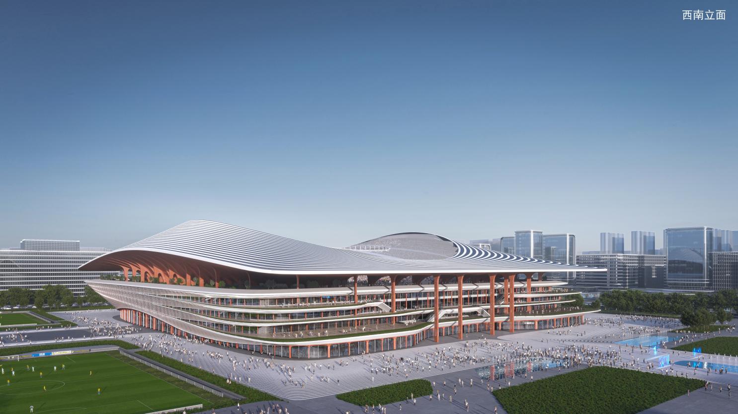 The first hoisting of the cable net roof of the Xi'an International ...