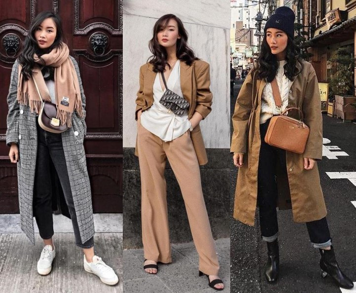 This blogger is amazing! 158cm can also wear a high-level coat, a model ...