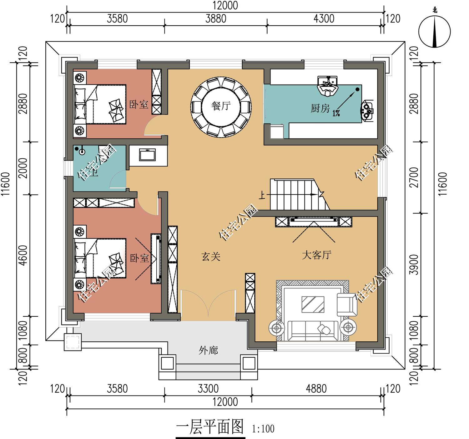 12×11m classic European style villa with 6 bedrooms and 2 living rooms ...