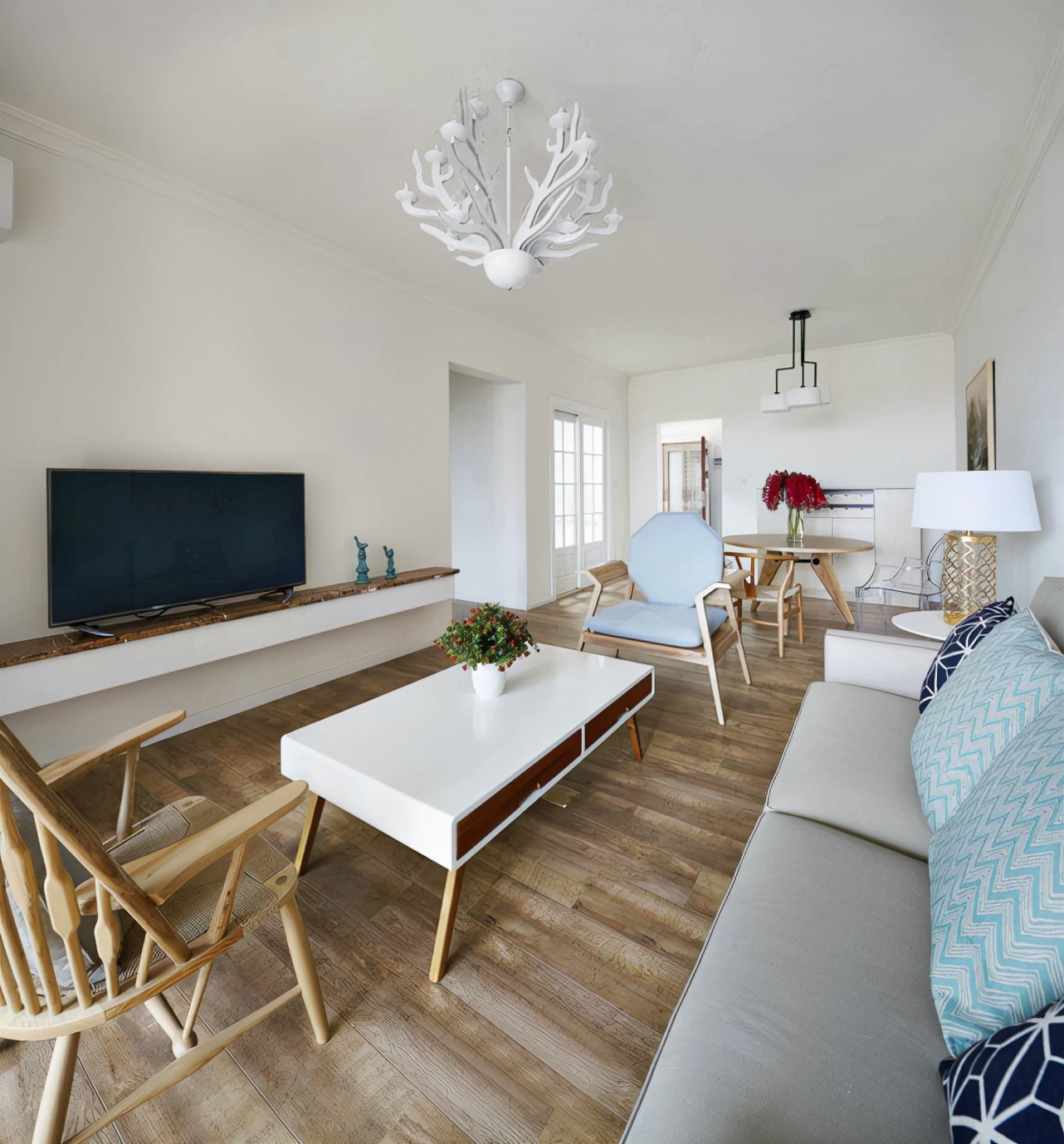 The 79-square-foot Nordic style three-bedroom apartment is unified and ...