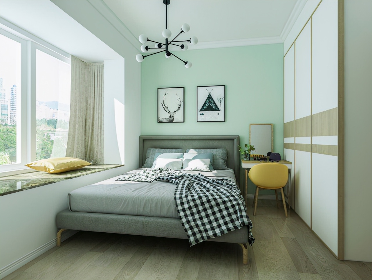 105 square meters Nordic style three-bedroom apartment, each area is ...