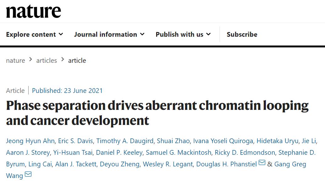 Discover a new carcinogenic mechanism: phase separation drives abnormal ...