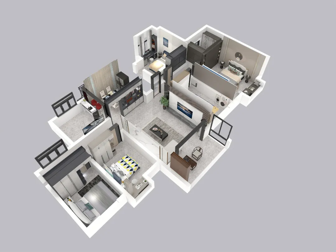 Dressed in this way, the 160 square meters modern five-bedroom house ...
