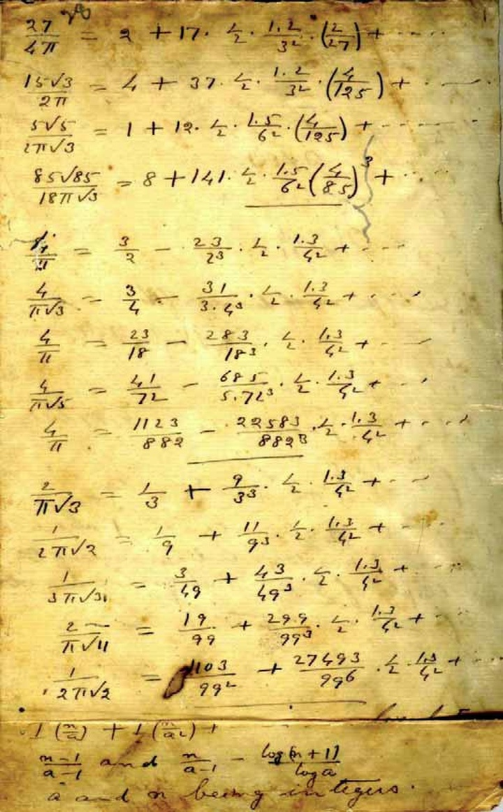 The 3000+ magic formulas left by the genius mathematician Ramanujan are ...