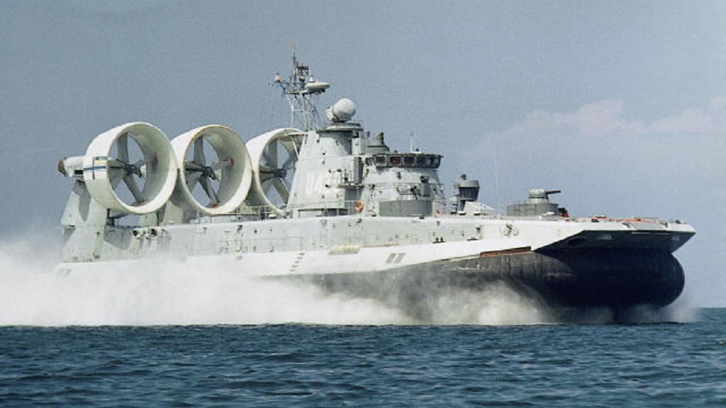 Picture of the European Bison 100, the air cushion landing ship that ...