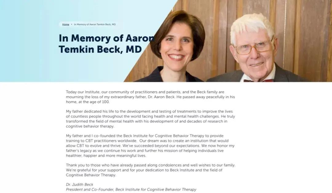 Deeply mourning the father of cognitive behavioral therapy, Aaron Baker ...