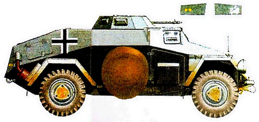 The Sdkfz 221/222 4-wheeled armored reconnaissance vehicle of the ...