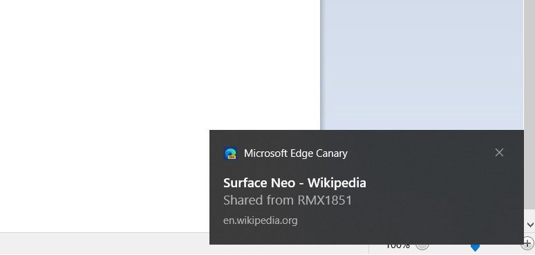 New feature of Microsoft Edge browser: "Send web page to my device ...