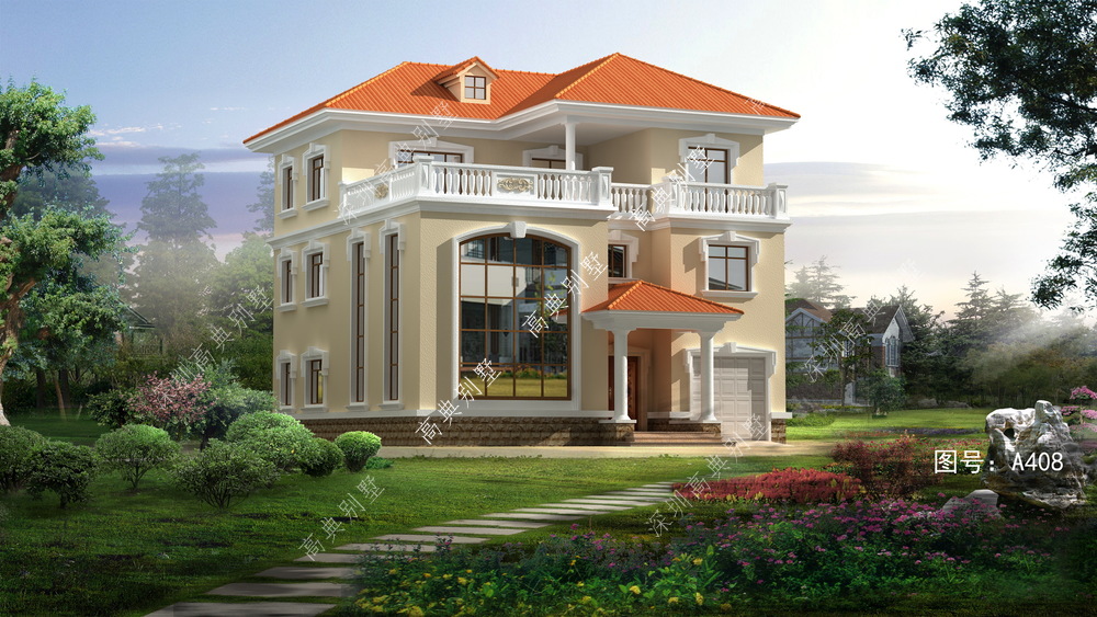 Custom-designed European-style villa design, square and practical ...