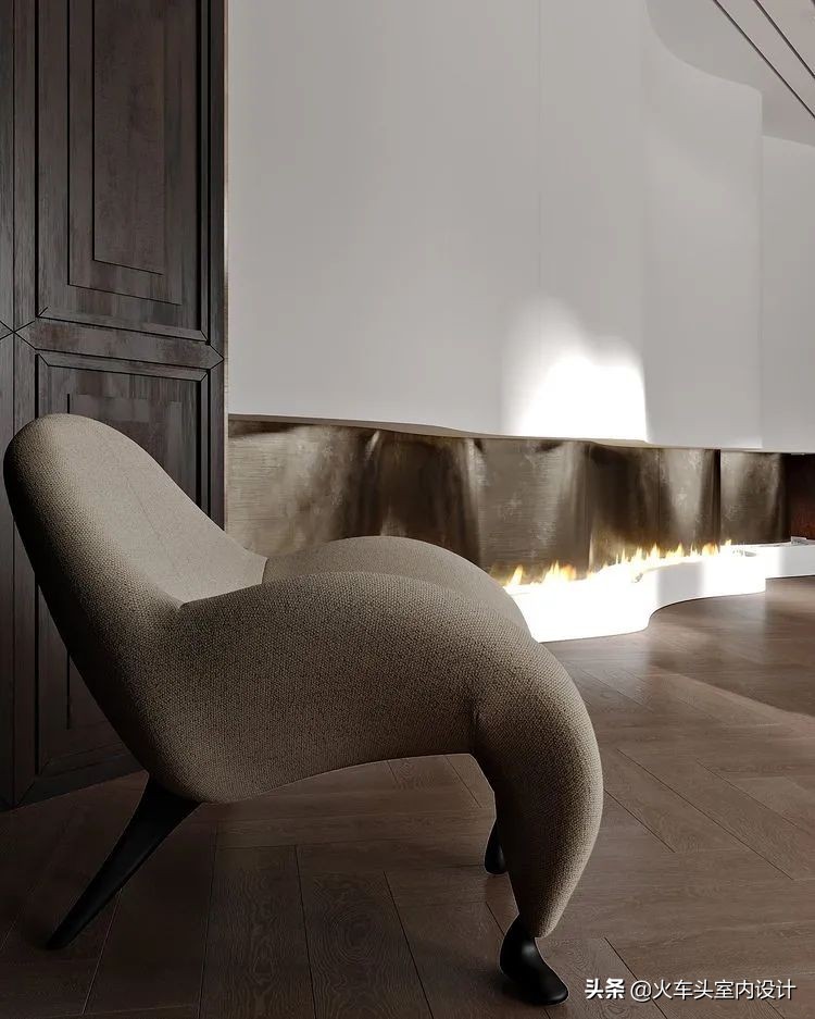 213 square meters large flat floor design, classic elements build an ...